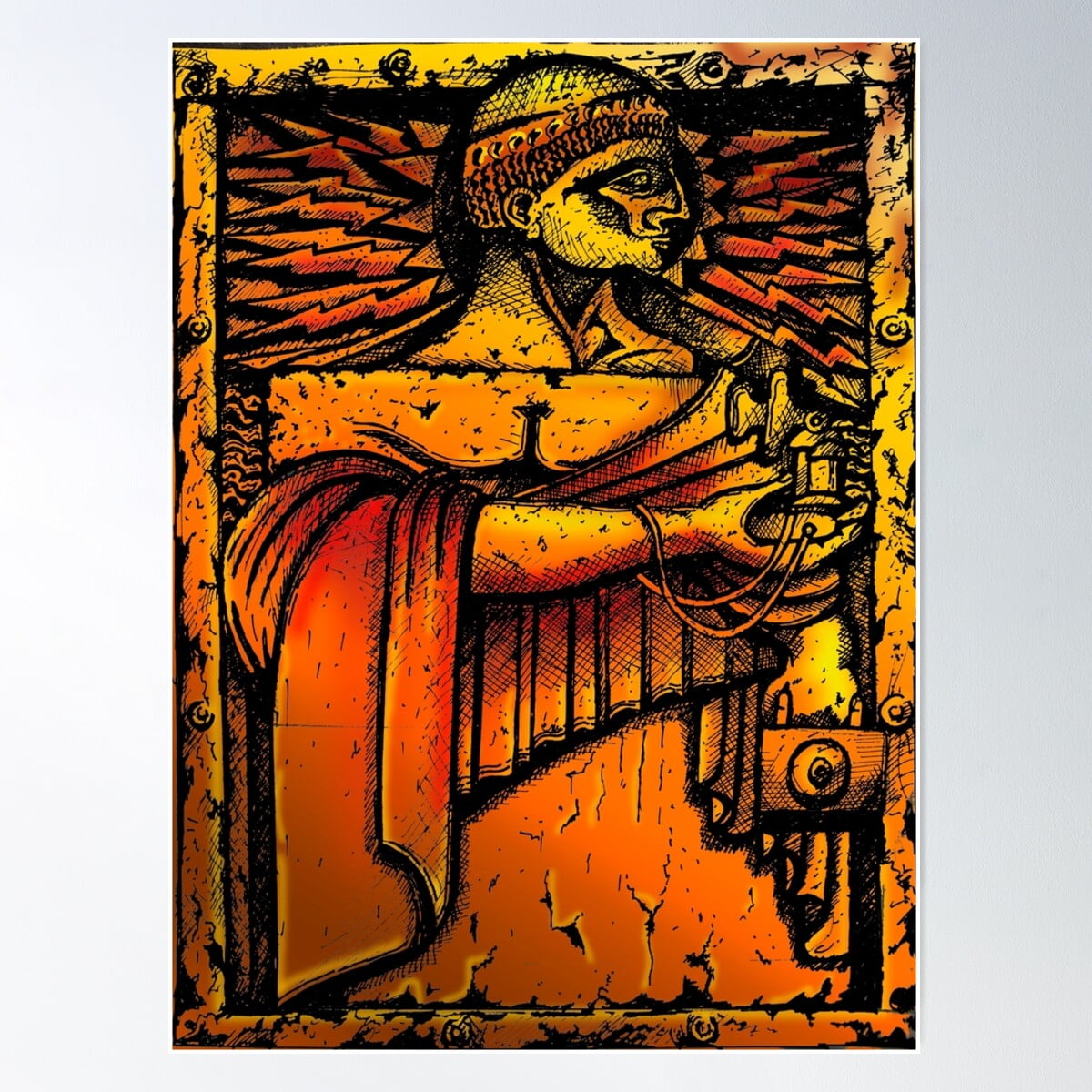 Art Deco Man Master Of Technology Poster Wall Art, Modern Wall Decor ...