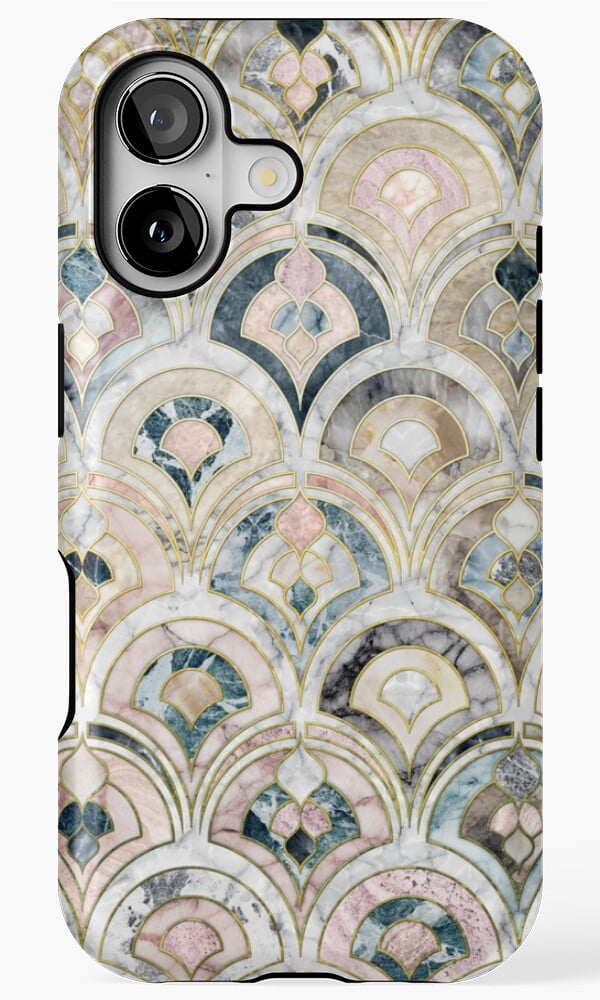 Art Deco Marble Tiles Soft Pastel Geometric Phone Case for iPhone 17 16 ...