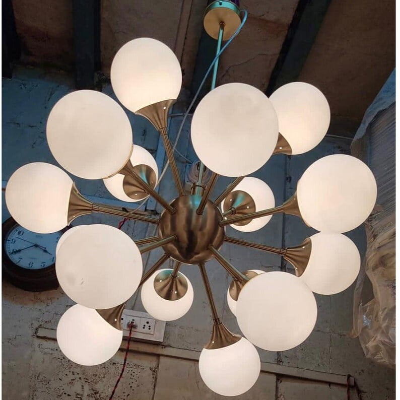 Art Deco Maritime Antique Murano Glass and Brass Sputnik Cloud ...