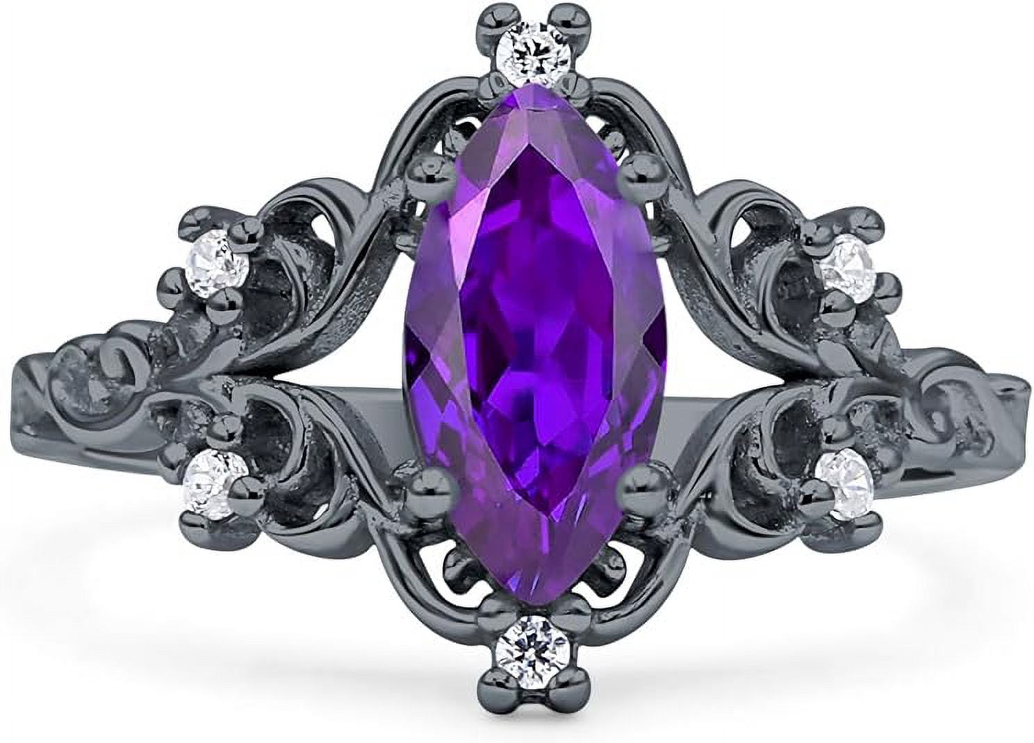 Art Deco Marquise Filigree Engagement Ring Amethyst Cubic Zirconia ...