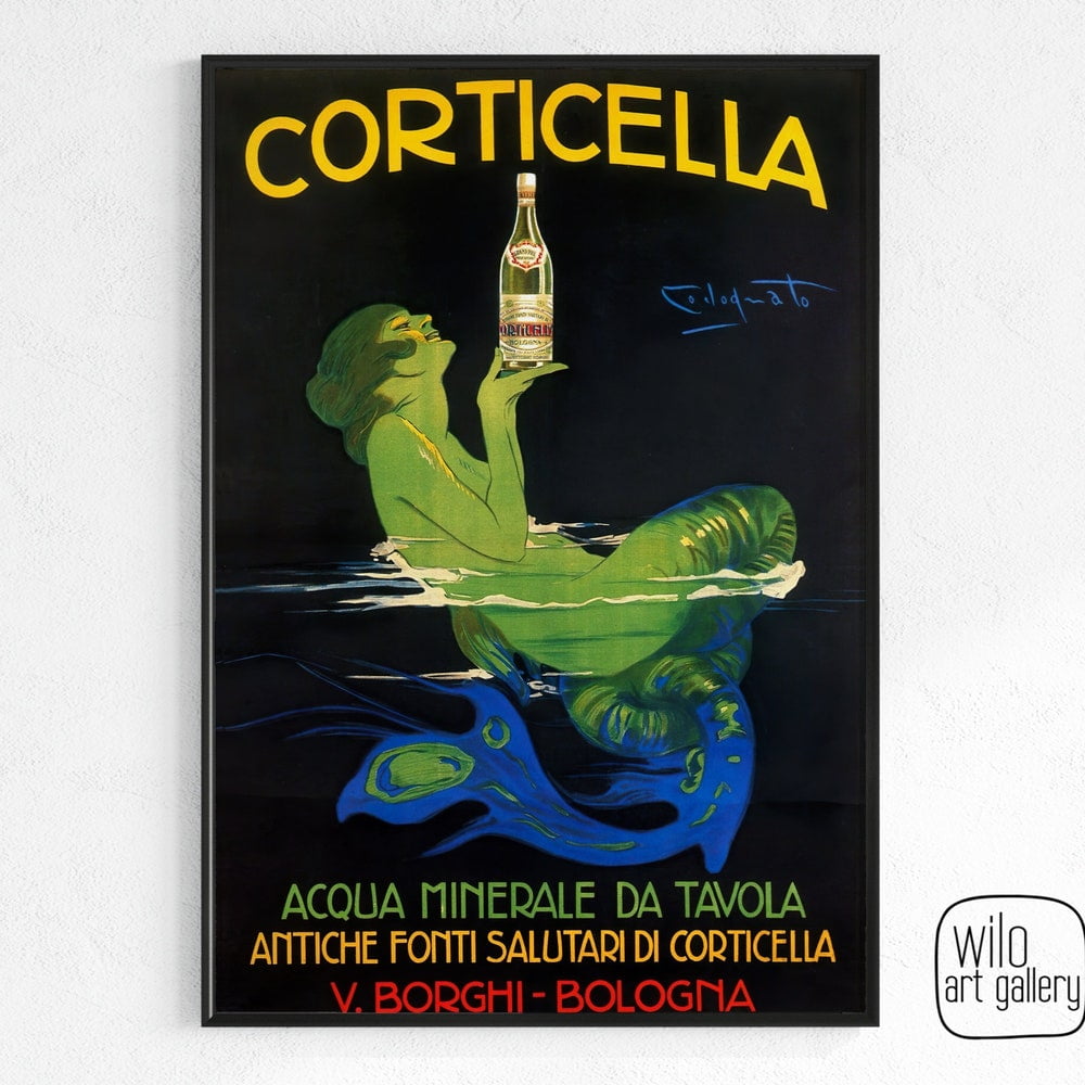 Art Deco Mermaid Poster For Corticella By Plinio Codognato, , Liquor ...