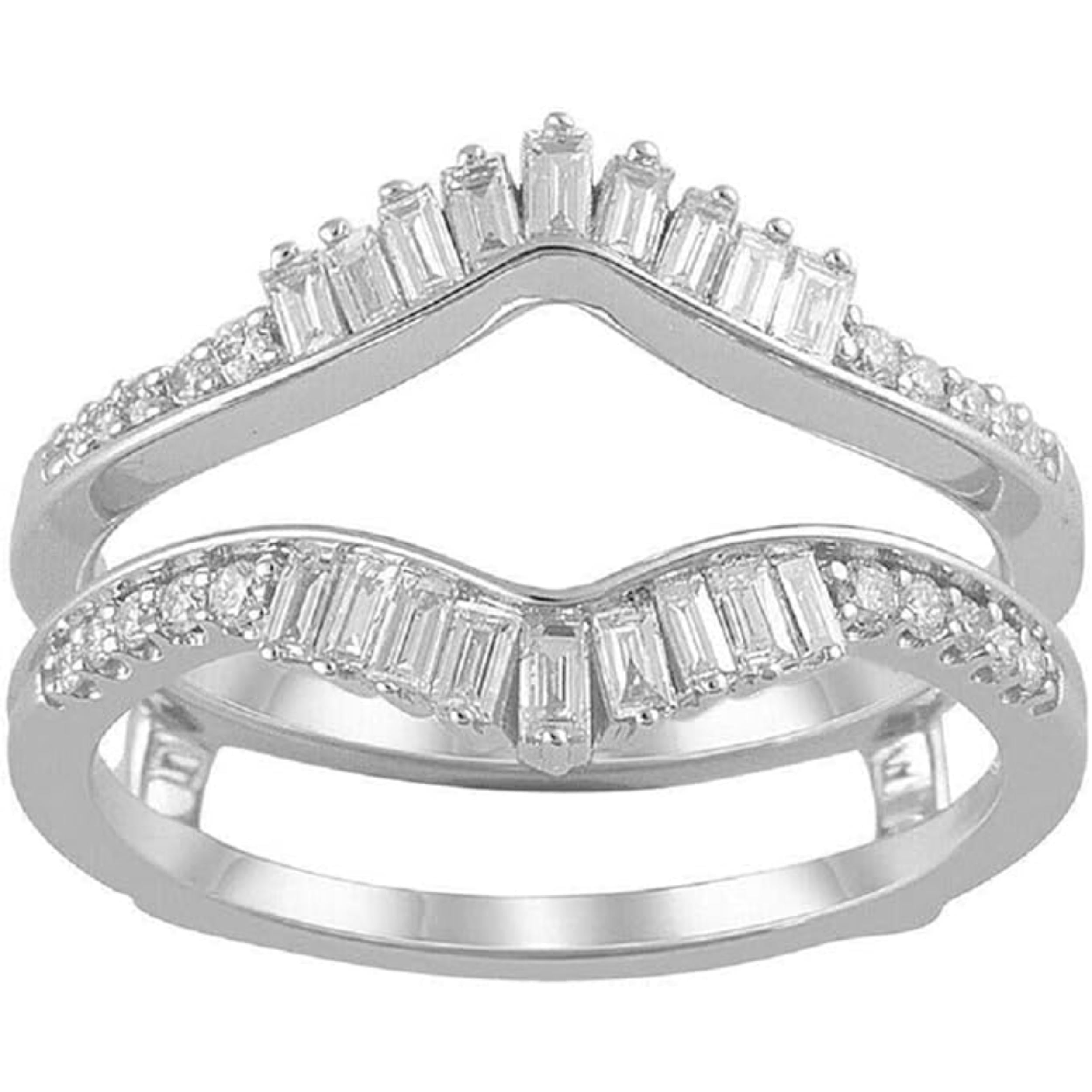 Art Deco Moissanite Diamond Enhancer Band Ring 14k White Gold Finish ...