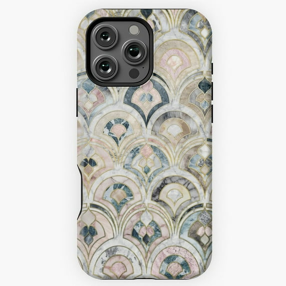 Art Deco Pastel Marble Tile Phone Case Compatible with iPhone 11-17 Pro ...
