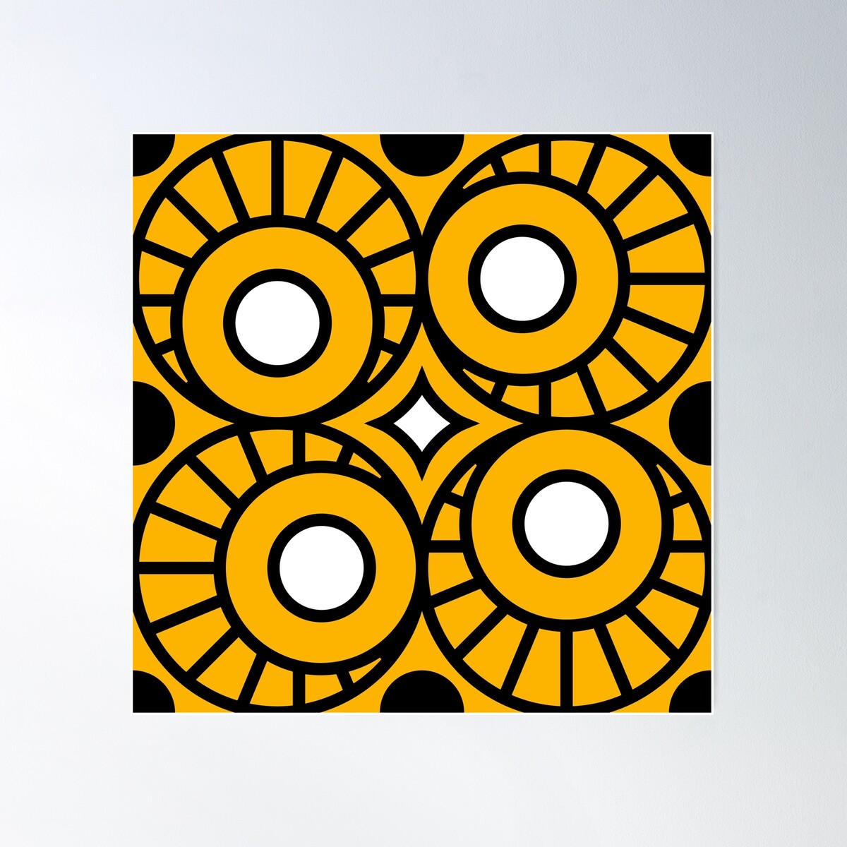 Art Deco Pattern No 8 - Yellow - Polkadot Motif Dots Poster Wall Art ...