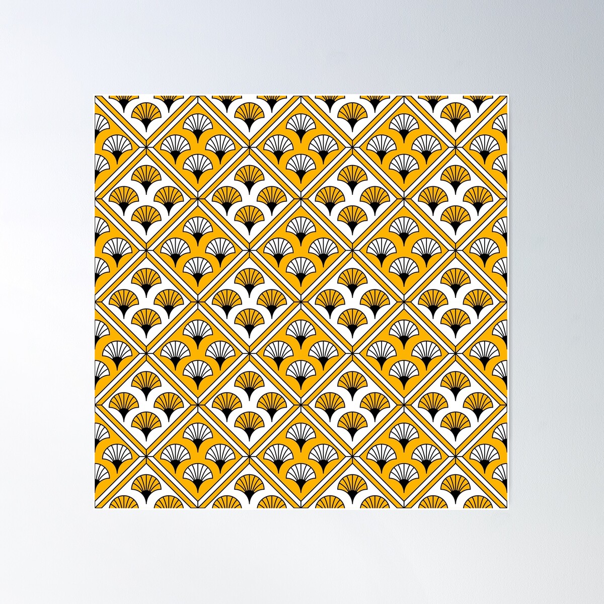 Art Deco Pattern No 81 - Yellow - Shan Pattern Poster Wall Art, Modern ...