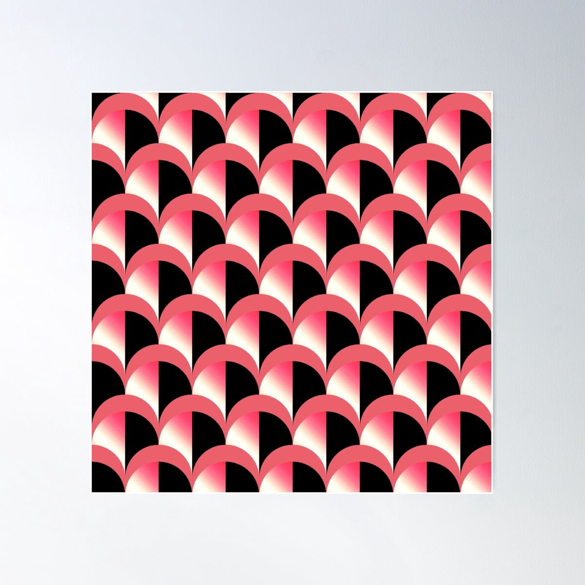 Art Deco Pink Blush Half Fan Pattern Poster Wall Art, Modern Wall Decor ...