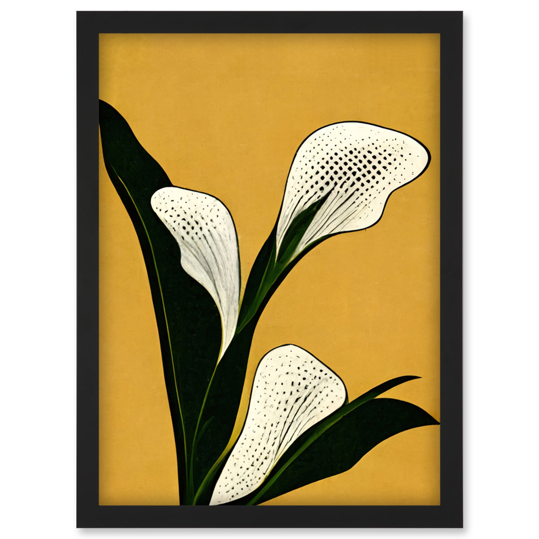 Art Deco Pop Art White Calla Lily Flower Plant Artwork Framed Wall Art ...