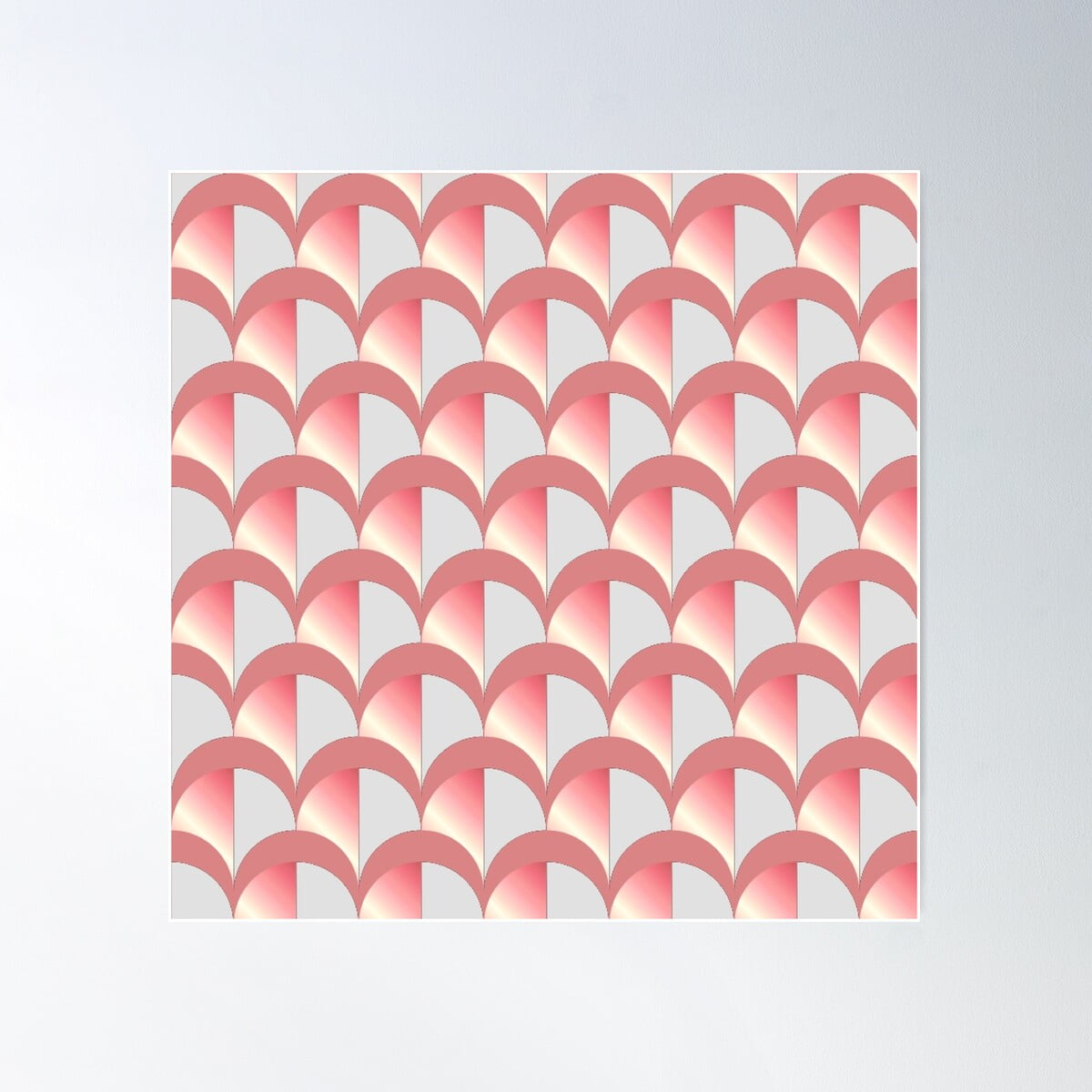 Art Deco Soft Pink And Cream Half Fan Pattern Poster Wall Art, Modern ...