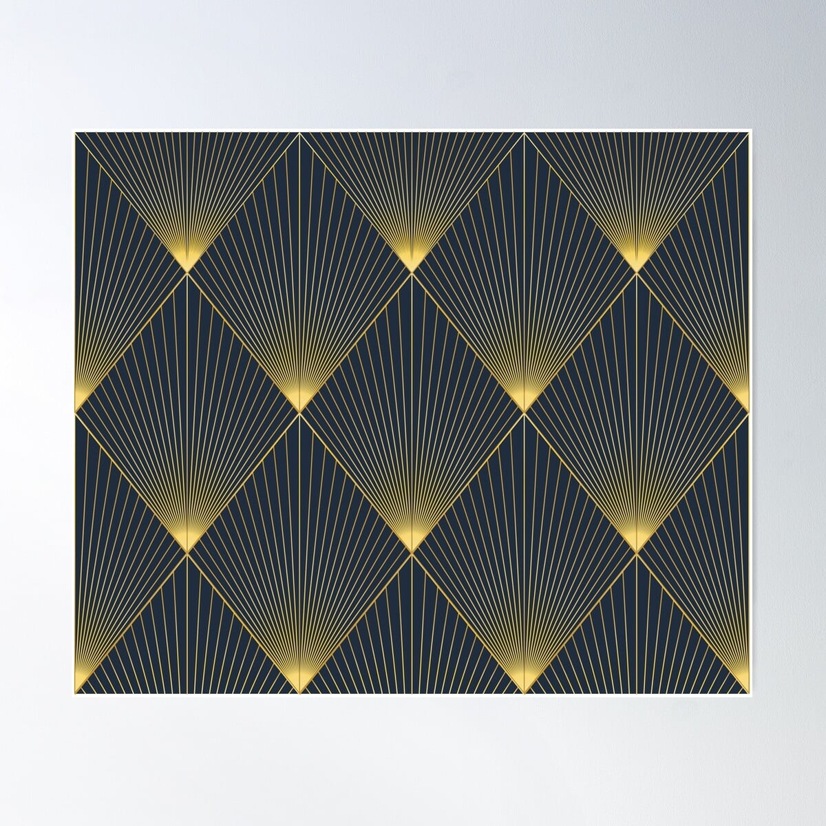 Art Deco Sophisticated Diamond Pattern Navy And Gold Poster Wall Art ...
