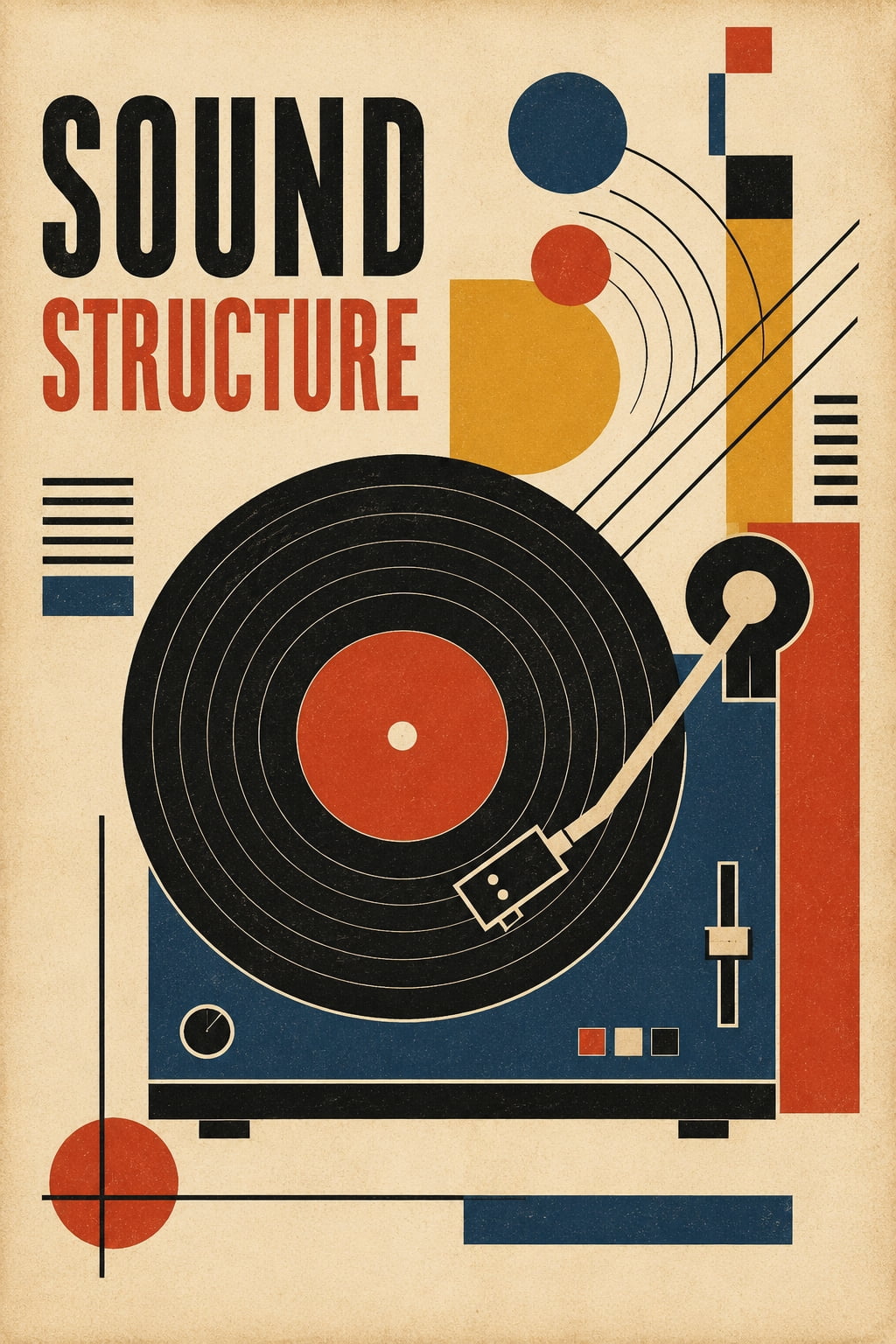 Art Deco Sound Structure Poster - Vintage Turntable Vinyl Record Wall ...
