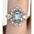 Art Deco Style 3Ct Emerald Cut Lab Created Aquamarine & Diamond Wedding ...