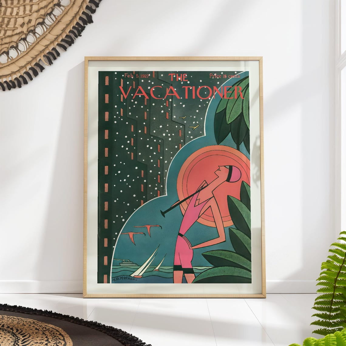 Art Deco Summer Travel Poster, The Vacationer Beach Magazine Cover ...