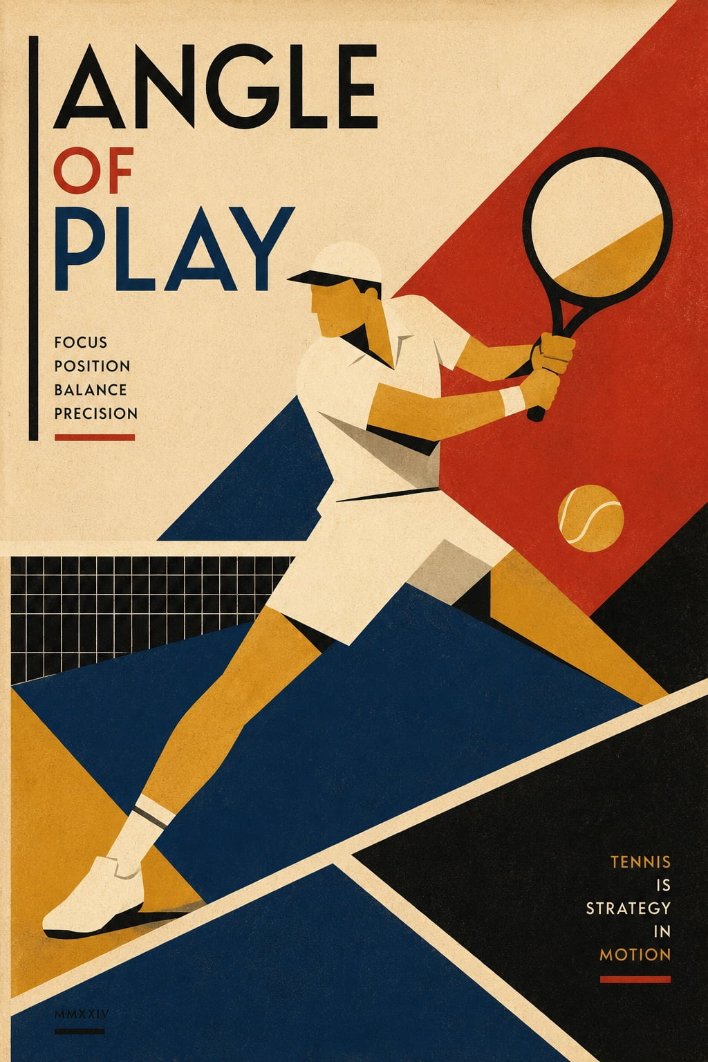 Art Deco Tennis Player Poster - Angle of Play | Modern Wall Art 【Rolled ...