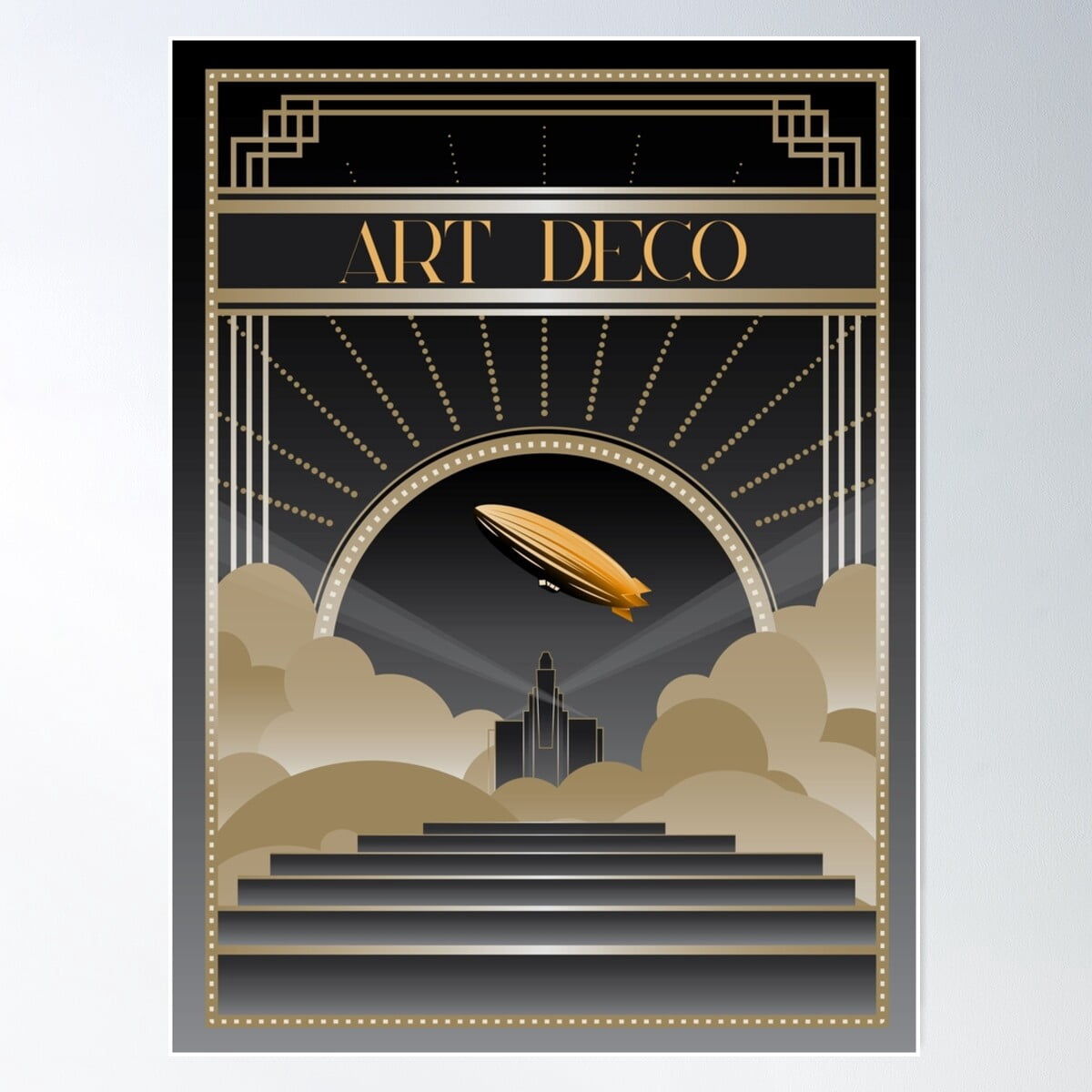 Art Deco The Dreamer`S Dawn Of The New Era Zeppelin Airship Poster Wall ...