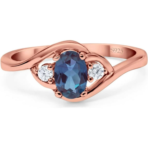 Art Deco Three Stone Oval Lab Alexandrite Twisted Vintage Style Trio ...