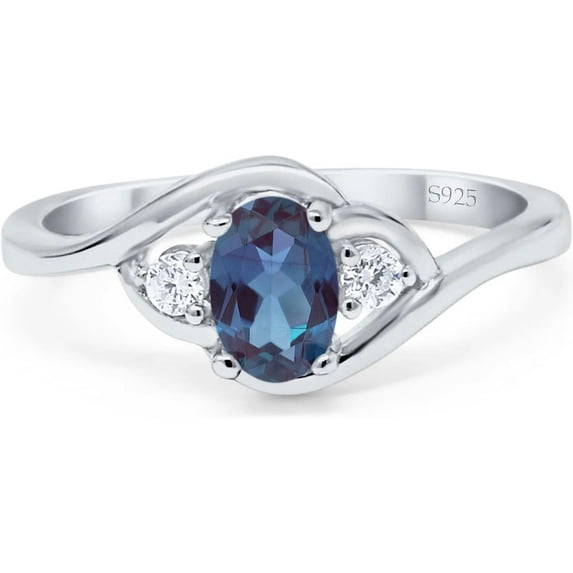 Art Deco Three Stone Oval Lab Alexandrite Twisted Vintage Style Trio ...