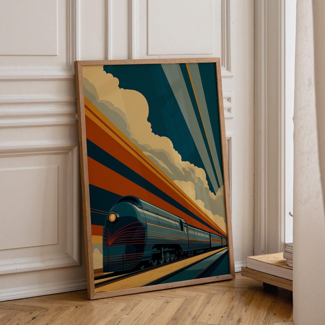 Art Deco Train Wall Art Vintage Locomotive Streamline Railway ...