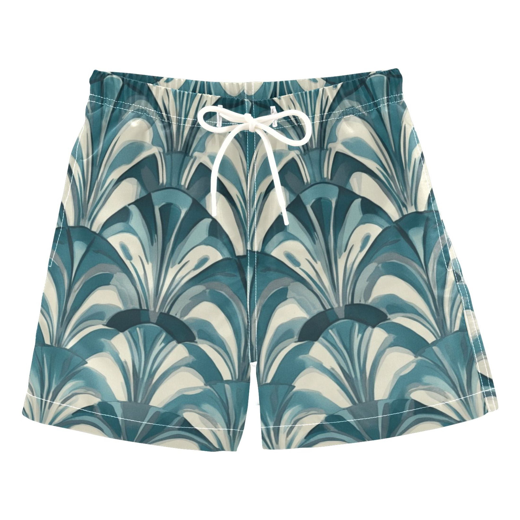 Art Deco Wallpaper Patterns Boys Swim Trunks Quick Dry Boy Swim Shorts ...
