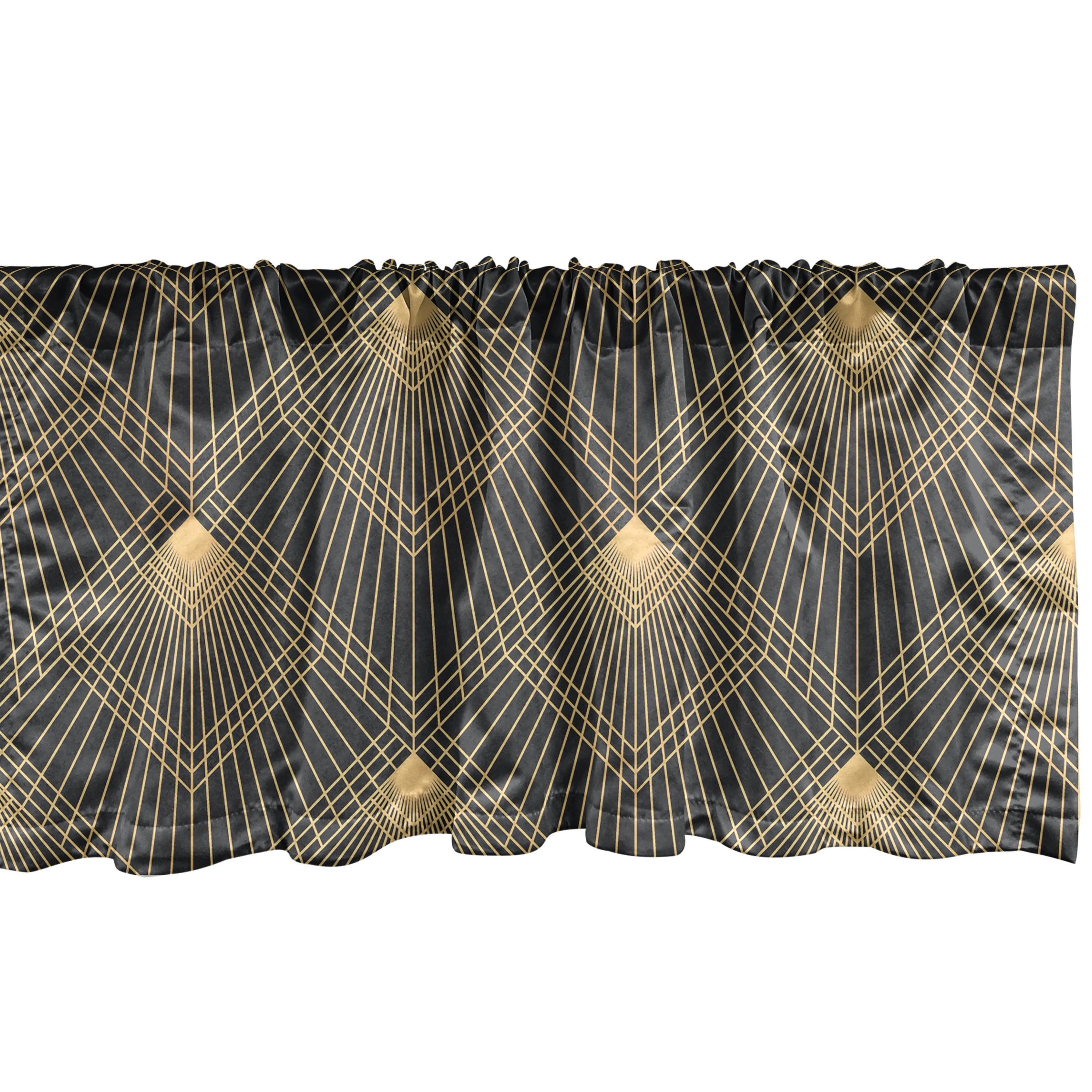 Art Deco Window Valance, Geometric Retro Striped Square Scale Pattern ...