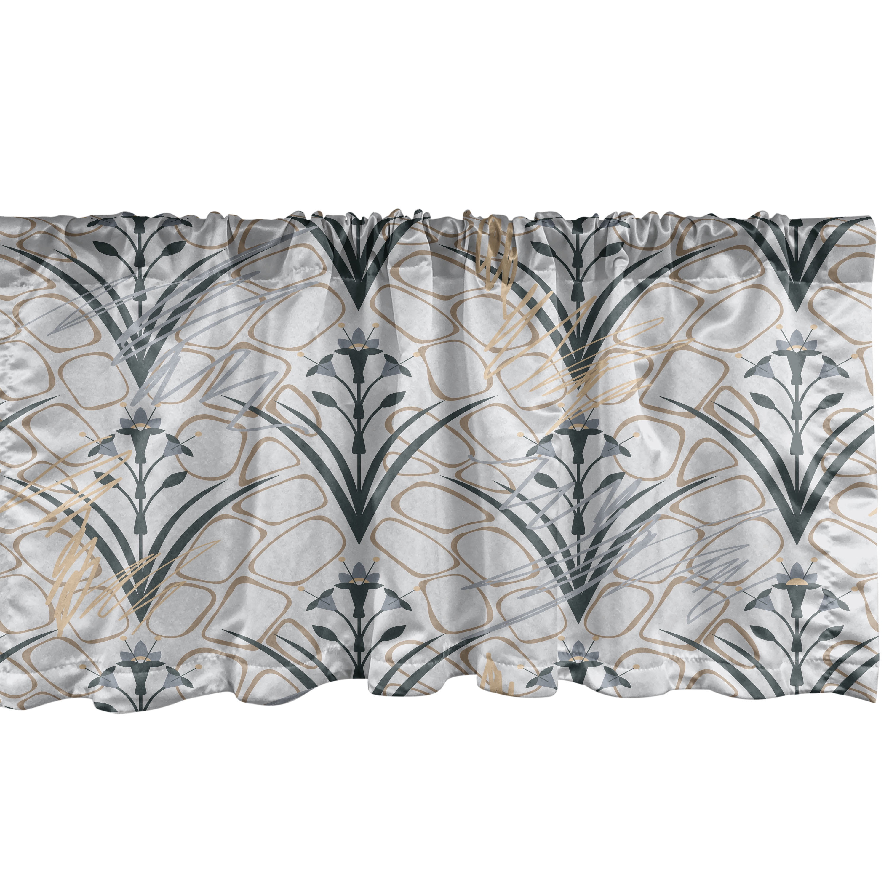 Art Deco Window Valance, Simple Boho Pattern of Mosaic Vibe Flowers on ...