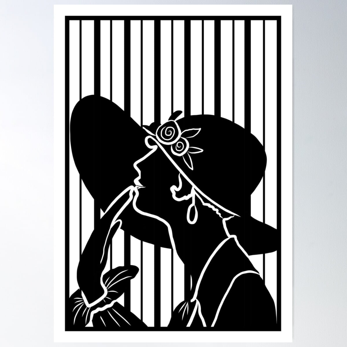Art Deco Woman Black And White Silhouette Design Poster Wall Art ...
