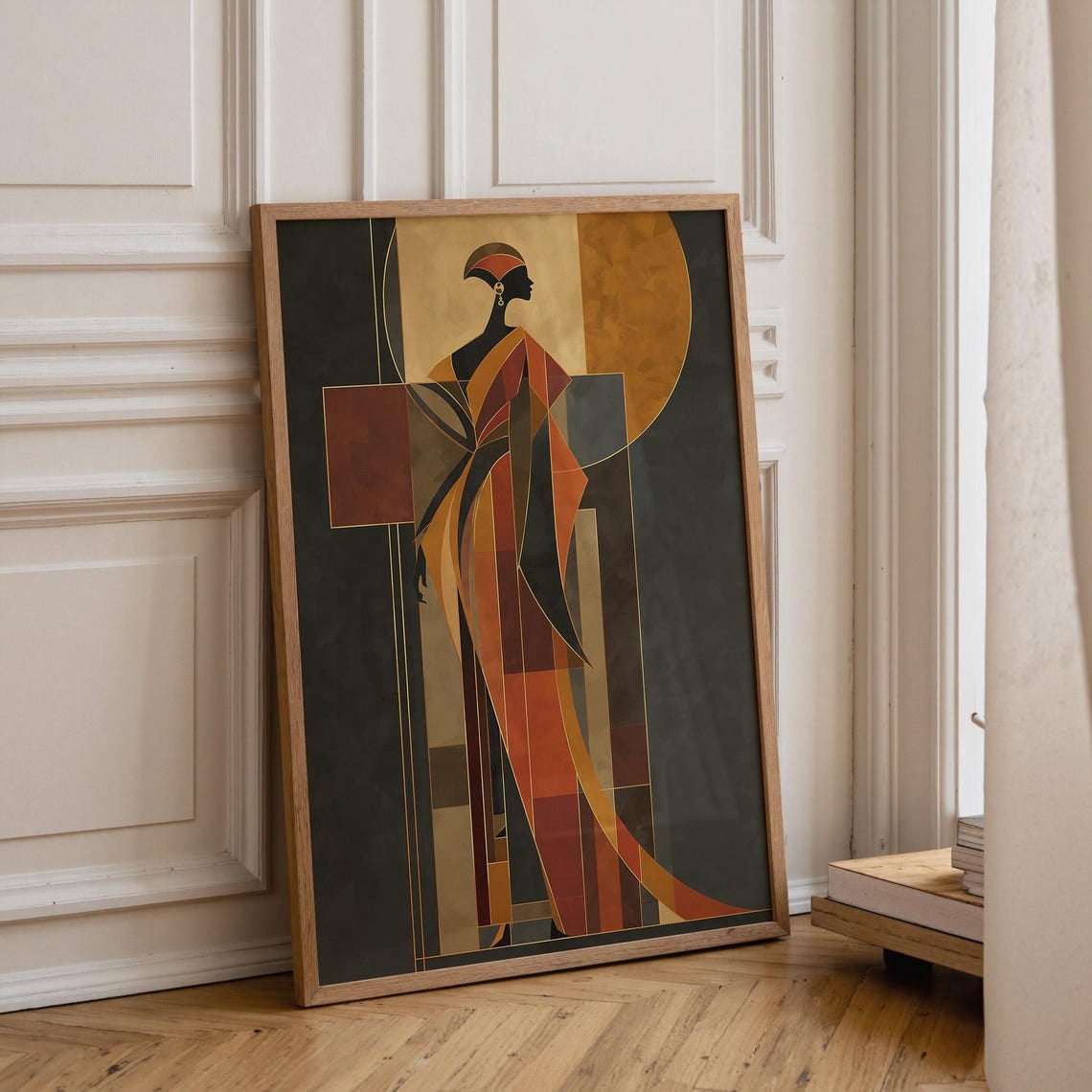 Art Deco Woman Elegant Fashion Illustration Geometric Figure Vintage ...