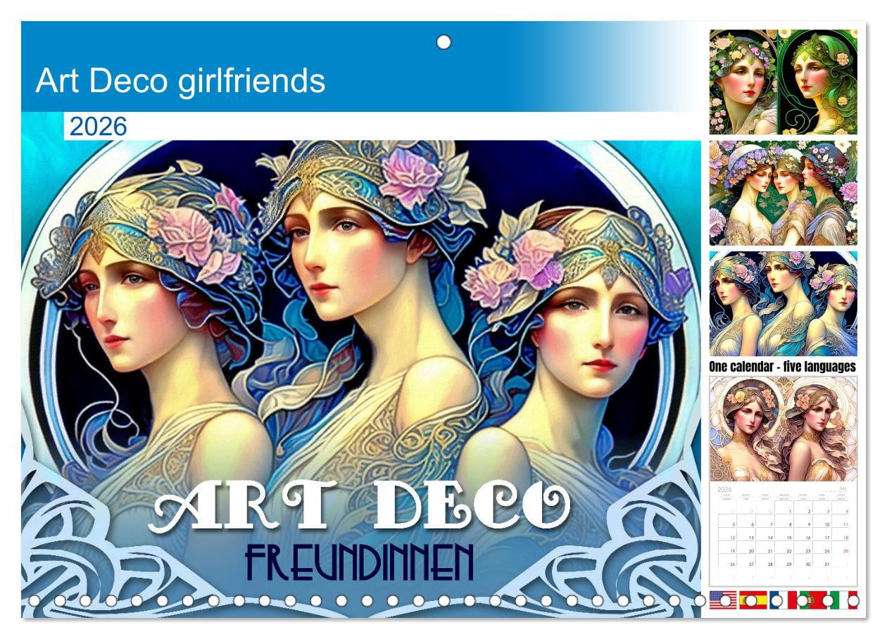 Art Deco girlfriends (Monthly Wall Calendar 2026 11.7 x 16.5 (open ...