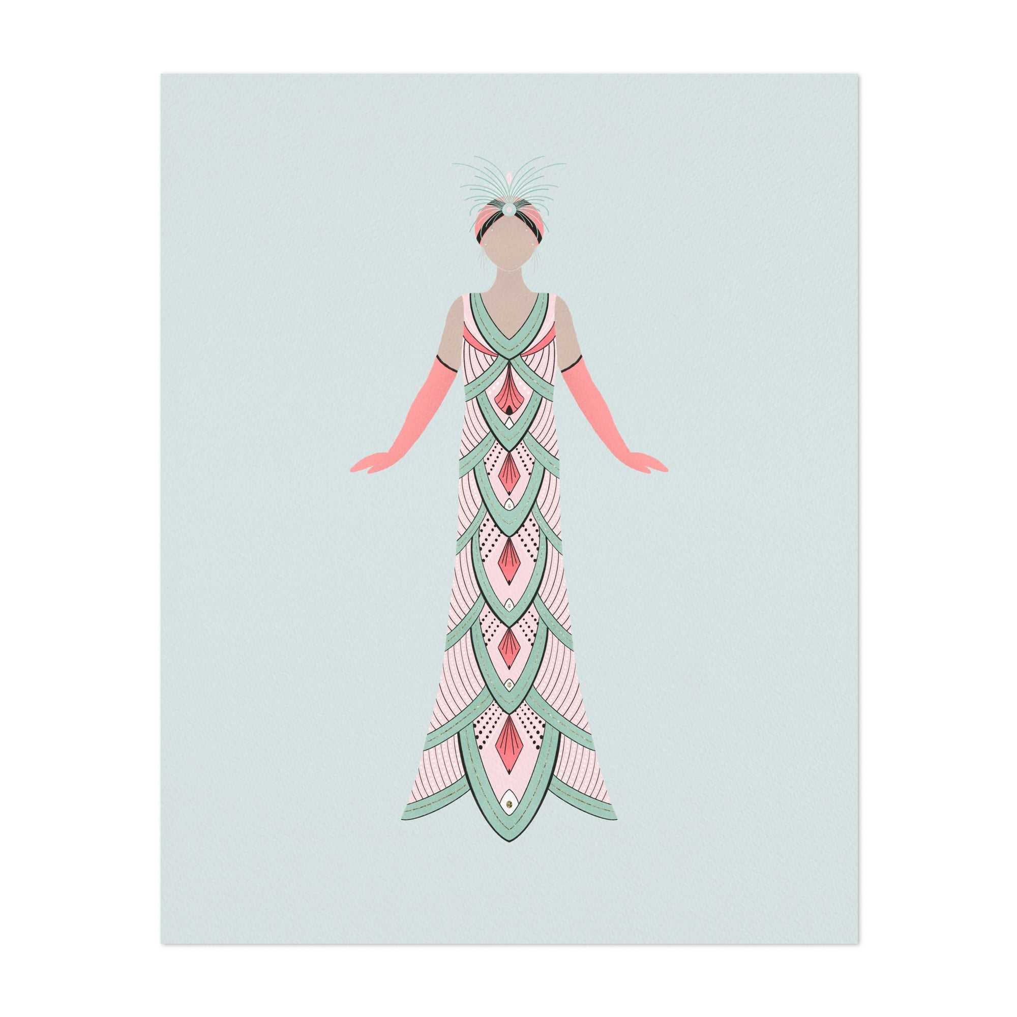 Art Deco mermaid scale dress - Illustration Art Deco Fashion Vintage ...