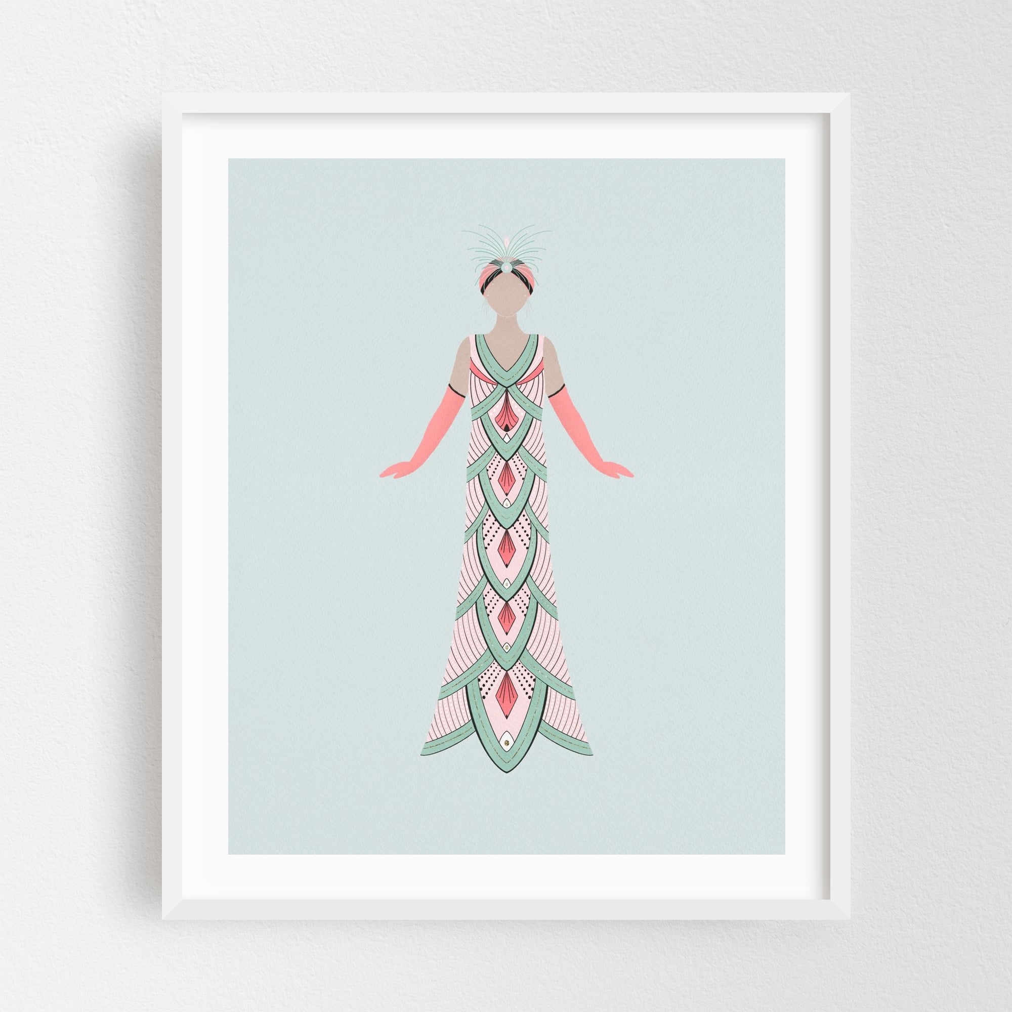 Art Deco mermaid scale dress - Illustration Art Deco Fashion Vintage ...