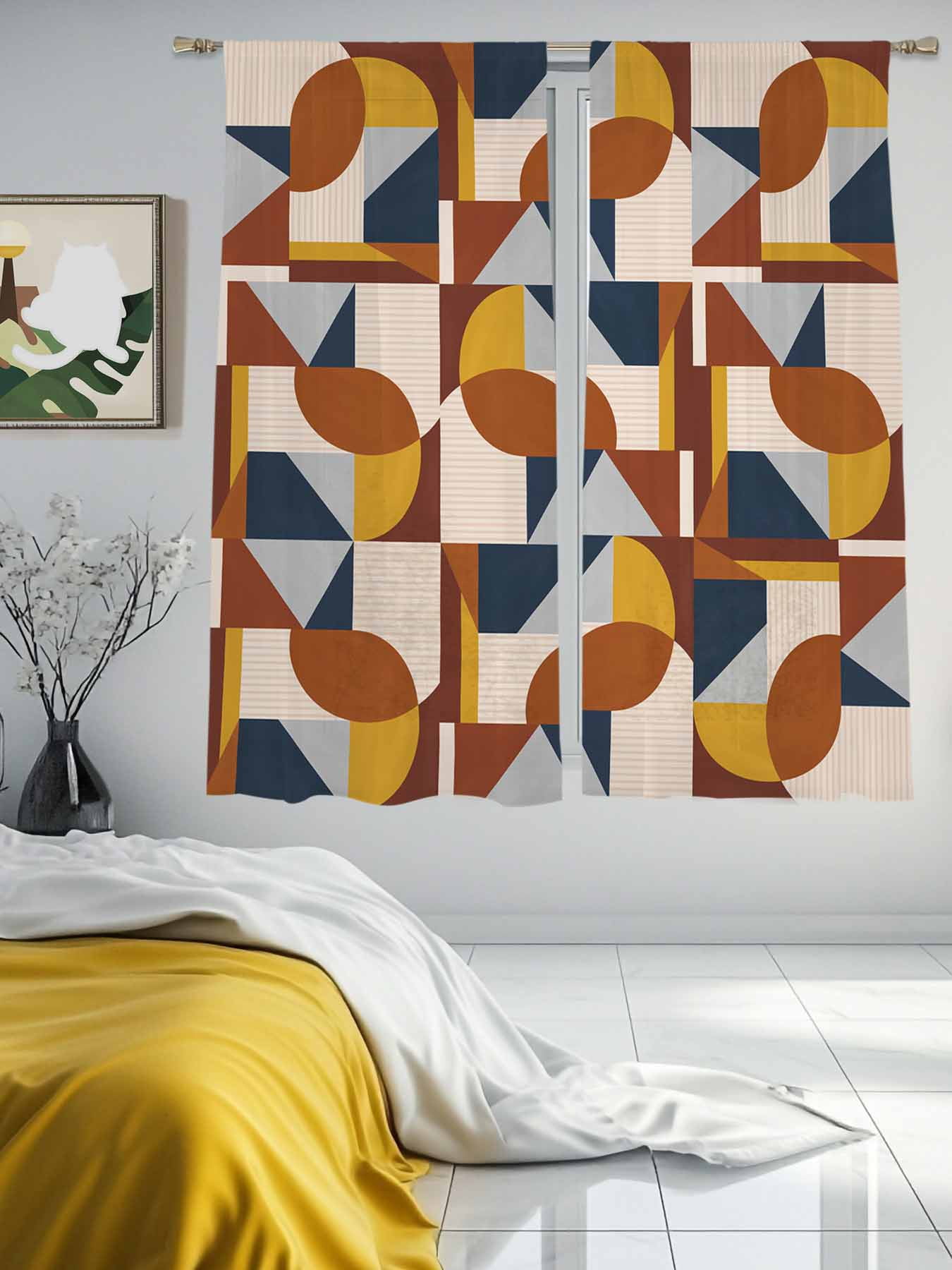Art Decor Sheer Curtains 72 inches Long 2 Panels Set Mid-Century Modern ...