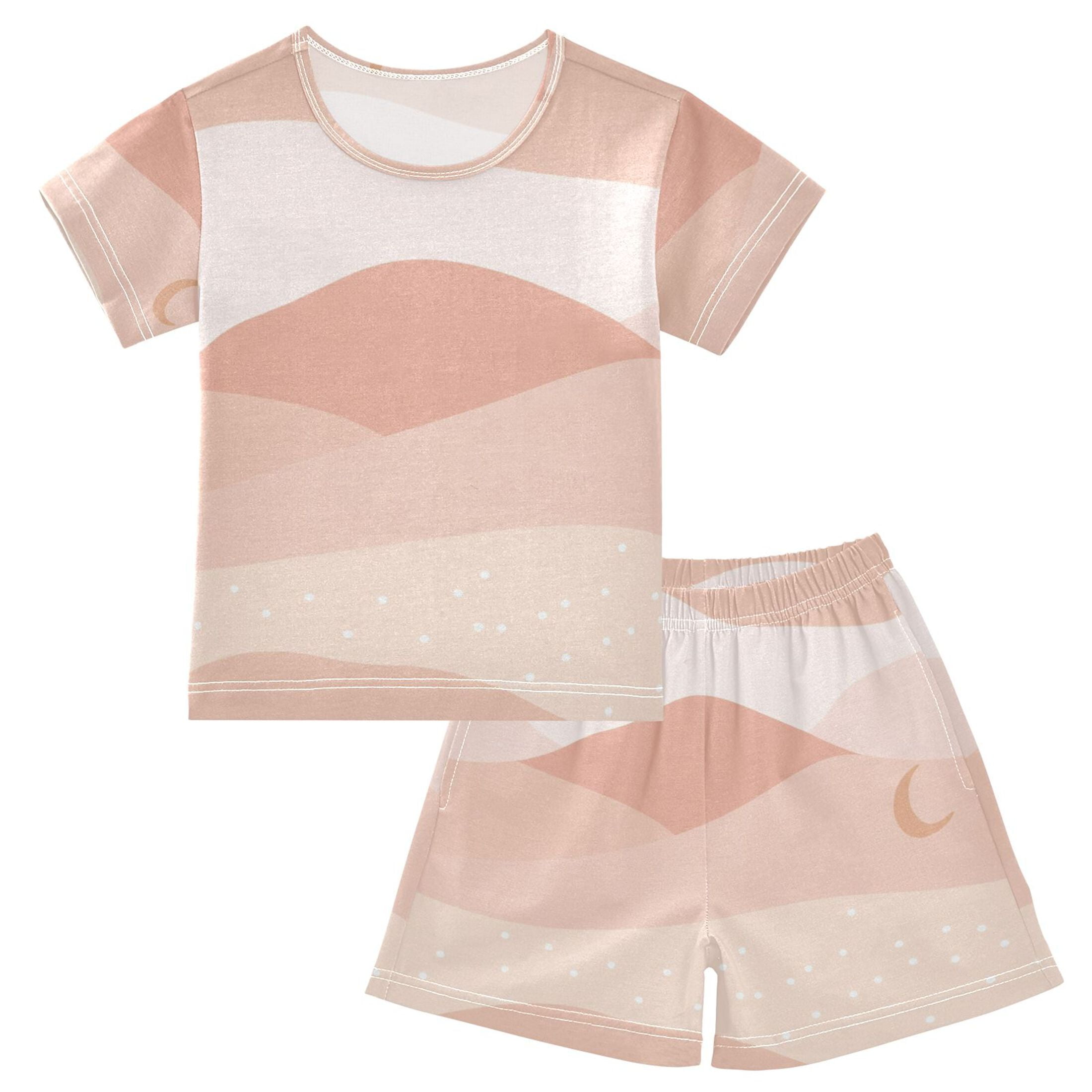 Art Desert Landscape Illustration Summer Pajama Set Soft Cotton Short ...