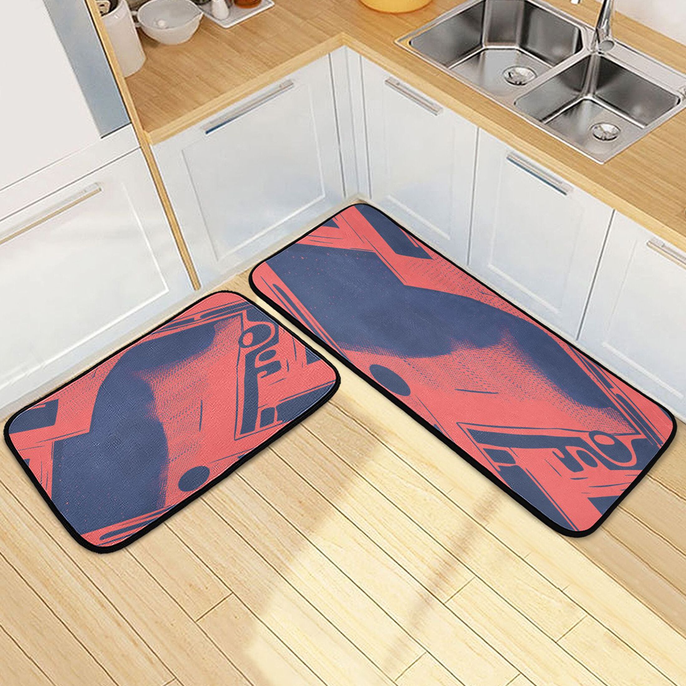 Art Design Patterns 2 Piece Non Slip Kitchen Mat Set with Soft Memory ...