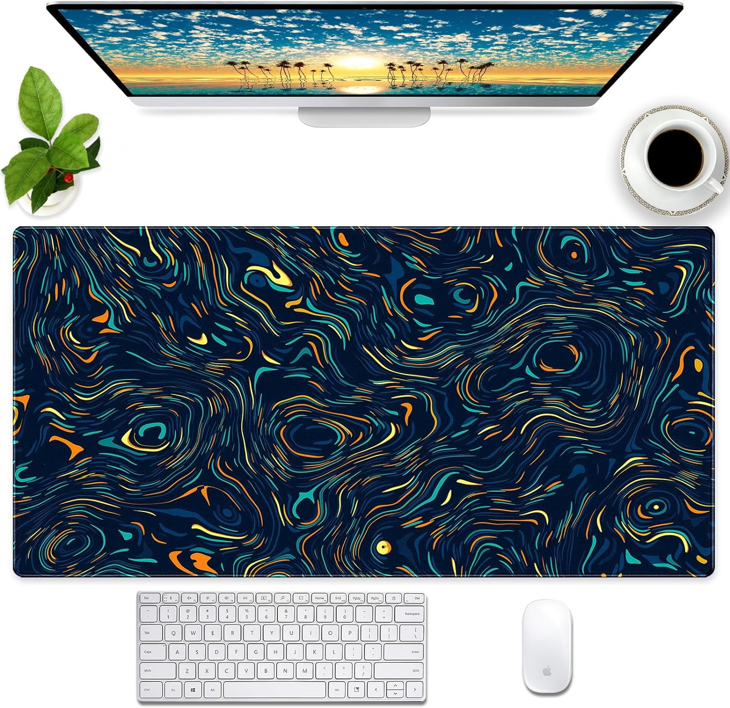 Art Desk Pad, Colorful Abstract Galaxy Desk Mat, XXL Large Gaming Mouse ...