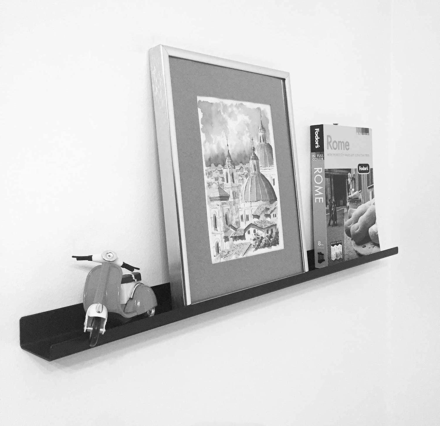 Art Display/Picture Ledge/Floating Shelf, Metal, Modern (2" Deep, Black ...