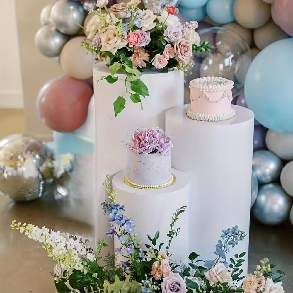 Art Display Stand Cylinder Stands for Party 3Pcs Round Pedestal Stand ...