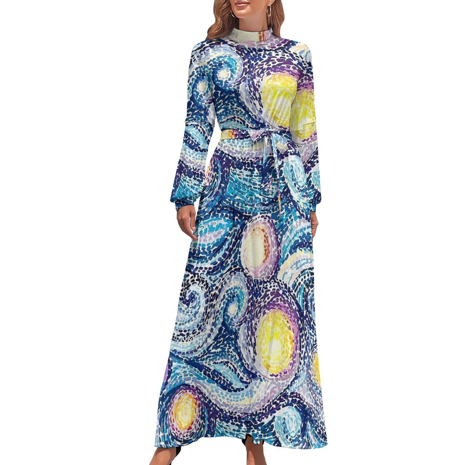 Art Dress Modern Maxi Dress Aesthetic Bohemia Long Dresses High Waist ...