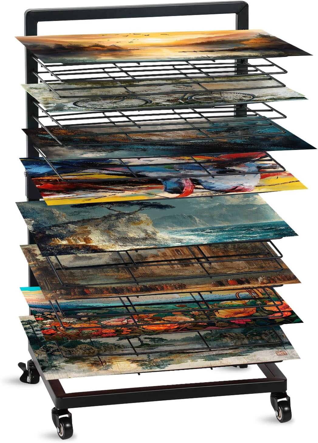 Art Drying Rack for Classroom - 18 Removable Shelves, Movable Paint ...