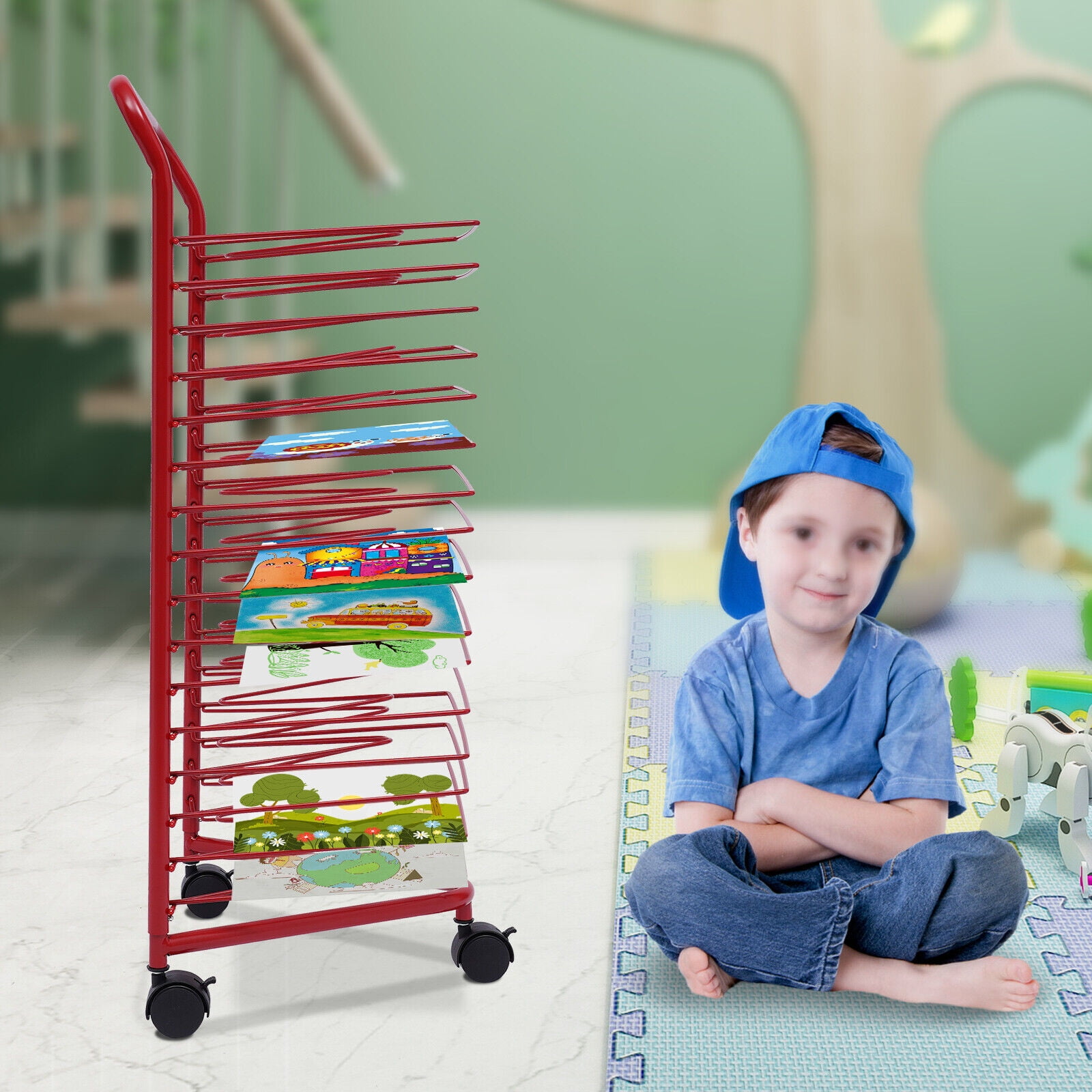 Art Drying Rack for Classroom Paint Drying Rack Art 16 Shelves Metal ...