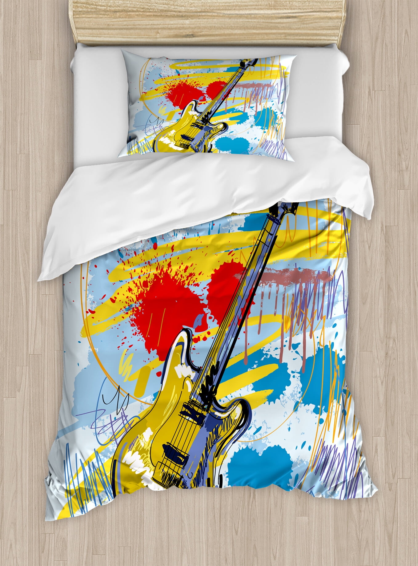 Art Duvet Cover Set, Abstract Musical Instrument Expressionist Art ...