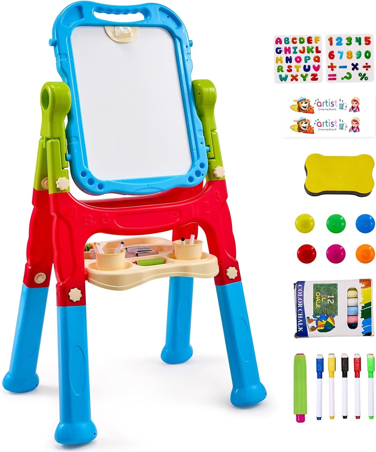 Art Easel for Kids, 2-in-1 Double-Sided Kid's Art Easel with Magnetic ...