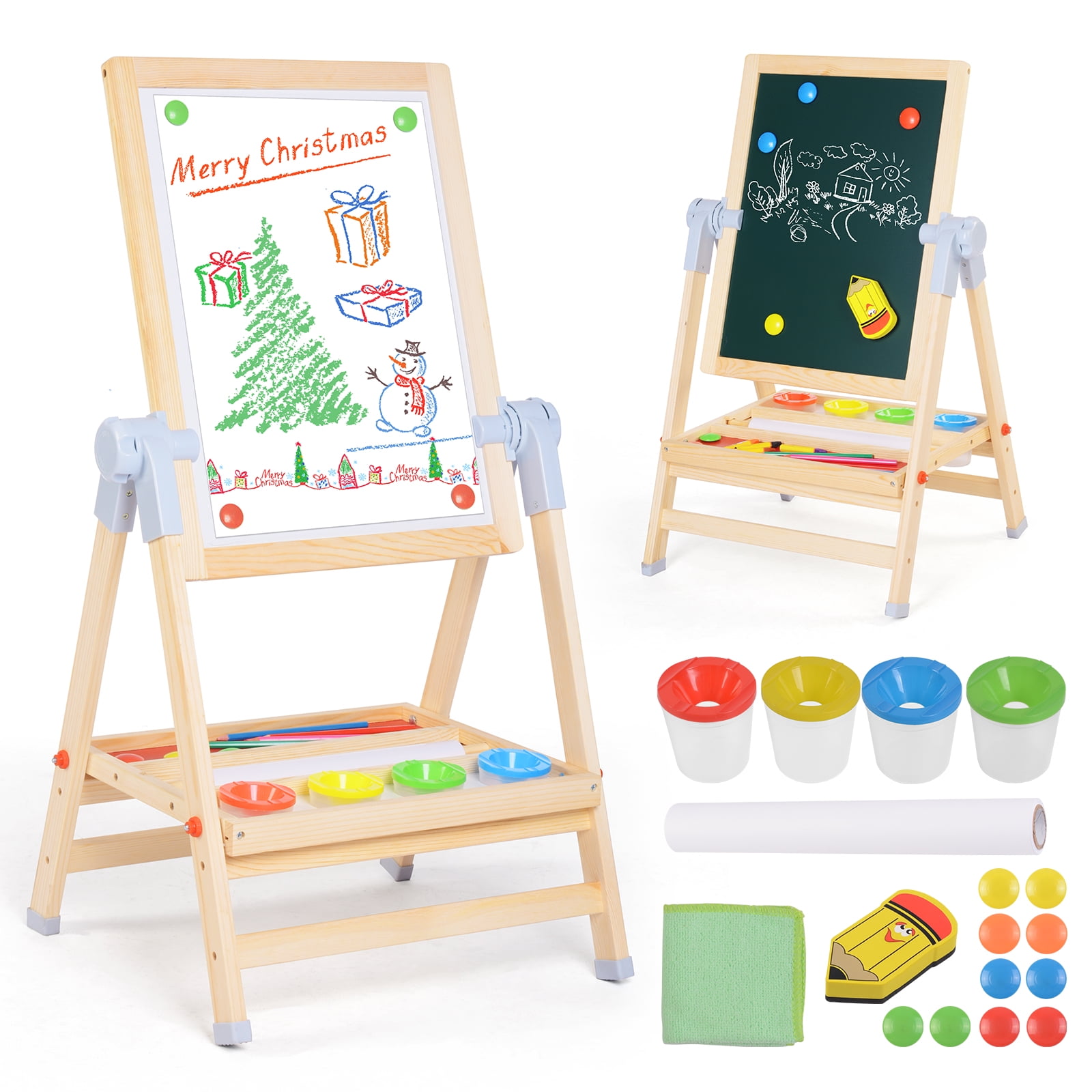 Art Easel for Kids, 360°Rotating Adjustable Toddler Easel, Double Sided ...