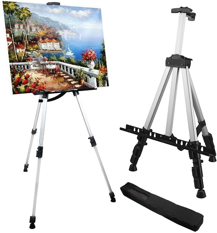 Art Easel Stand for Painting and Sign - Aluminum Metal Tripod Adjustable Portable Easels for ...