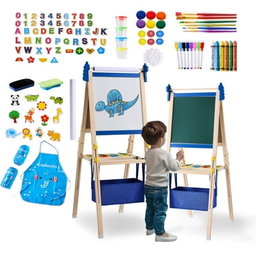 Urban Deco Kids Wooden Easel with Magnetic Chalkboard & Whiteboard ...