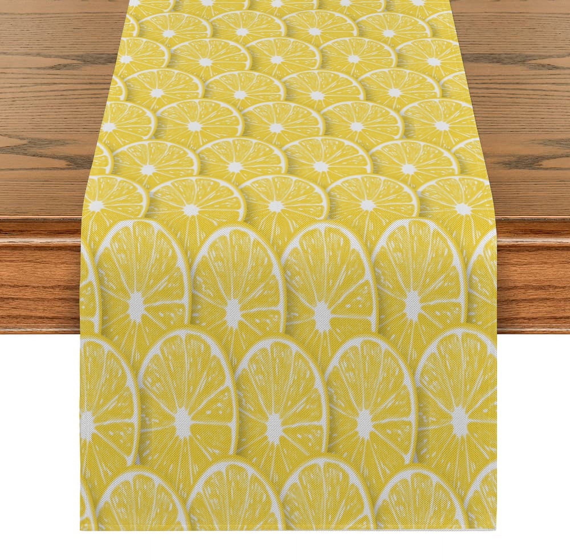 Art Elegant Modern Table Runners for Dining Table Plant Lemon White ...