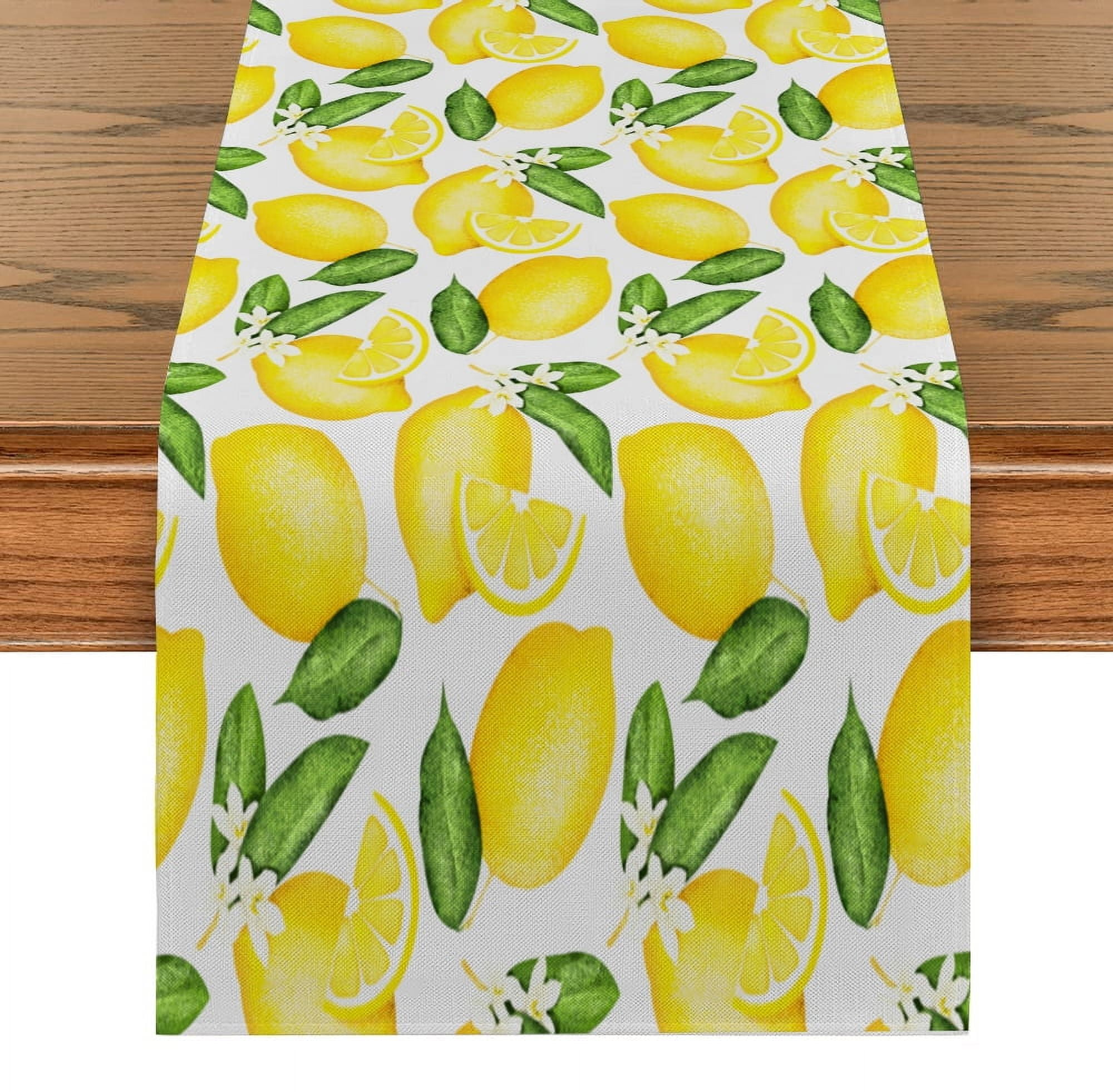 Art Elegant Modern Table Runners for Dining Table Plant Lemon White ...