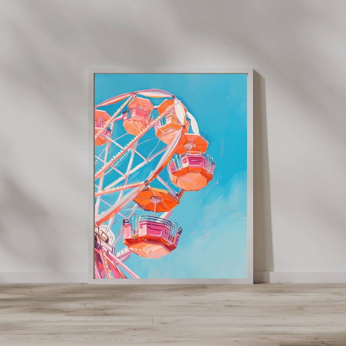 Art Ferris Wheel Pink Orange Fairground Fun Fair Maximalist Art Eclectic Boho Kitsch Aesthetic ...