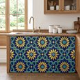 Art Floral Cabinet Curtains 32" W x 55" L Abstract Retro Blue Ornate ...