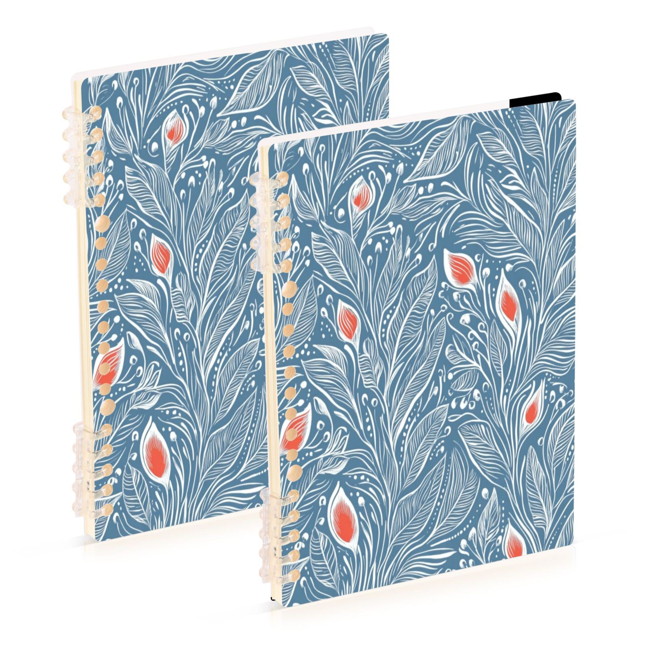 Art Floral Design 2-Piece A5 PP Notebooks, Adjustable Rings, 80g Paper ...