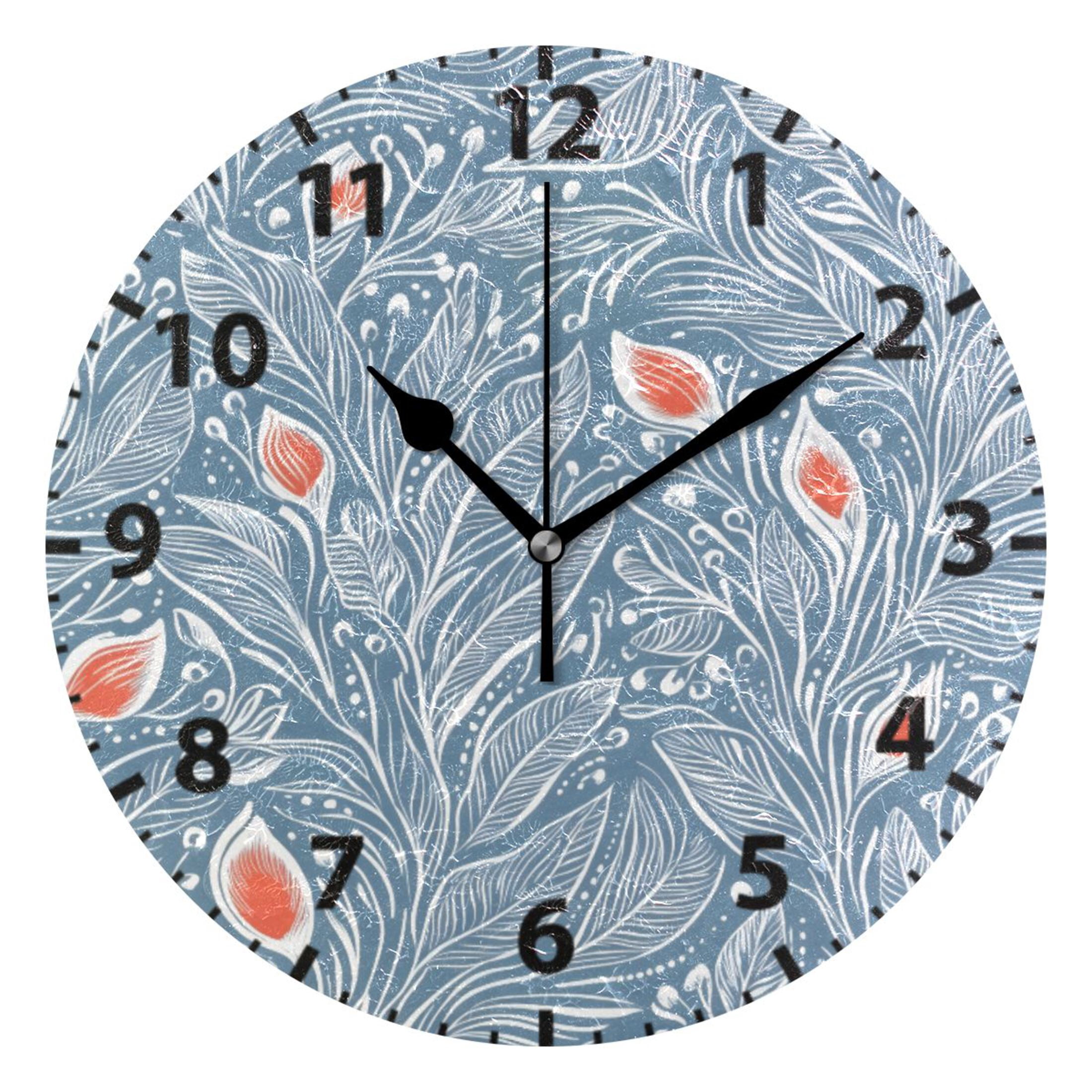 Art Floral Design Wall Clock 10in Round Artistic Oil Painting Home ...