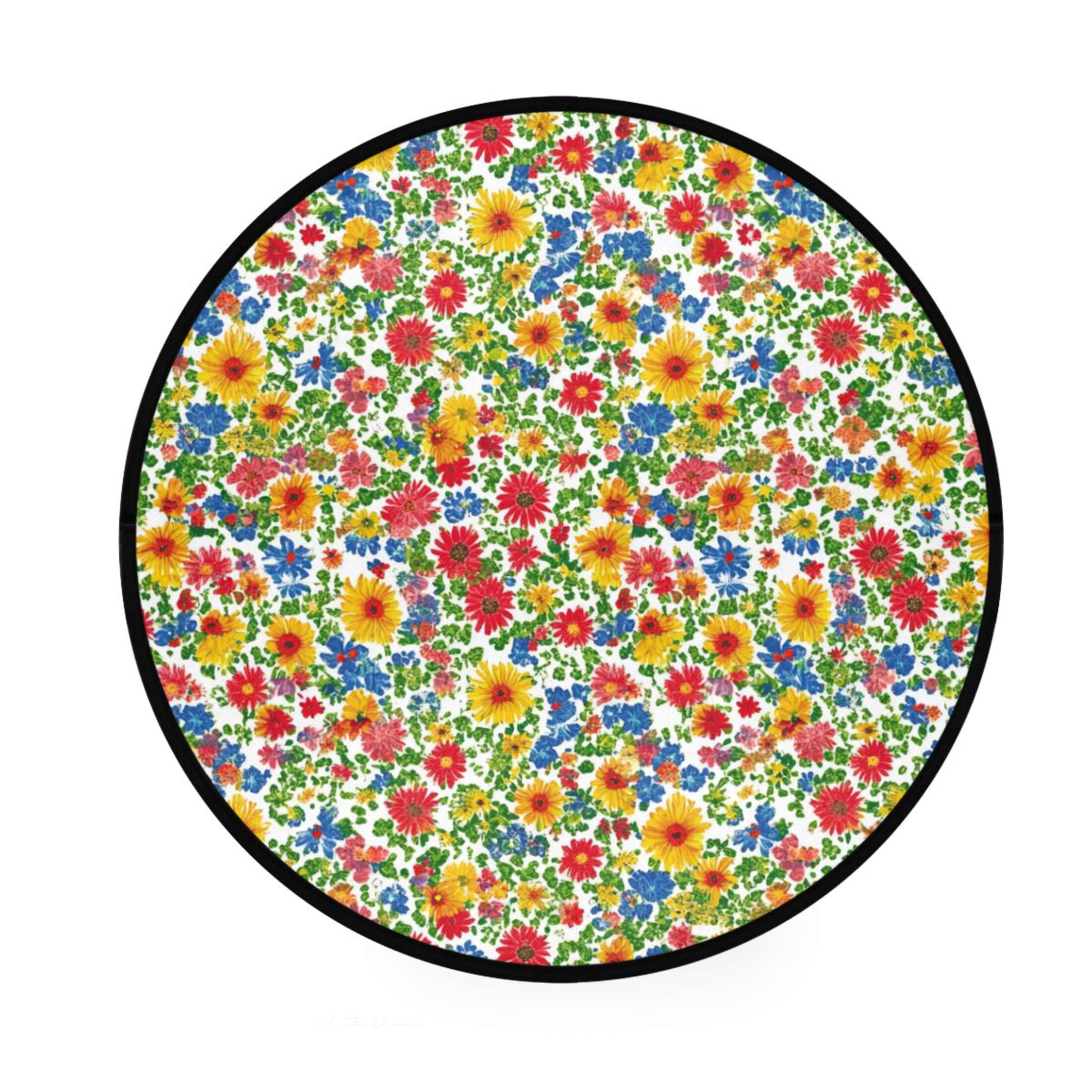 Art Floral Pattern Memory Foam Bath Mat 36" Absorbent Rug with Non Slip ...